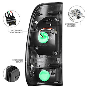 VIPMOTOZ LED Tail Light Lamp Assembly For 1997-2003 Ford F150 & 1999-2007 Ford Superduty F250 F350 Pickup Truck - Metallic Chrome Housing, Smoke Lens, Driver and Passenger Side