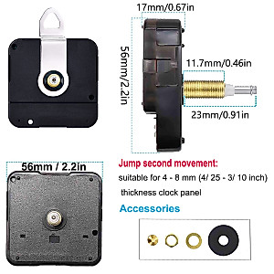 HILLHOME High Torque Long Shaft Hands Quartz DIY Wall Clock Movement Mechanism with 12 Inch Long Spade Hand Battery Operated Repair Parts Replacement, 3/10 in Max Dial Thickness, 9/10 in Total Length