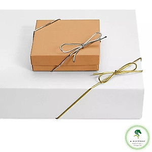 WGH Metallic Stretch Loops with Pre-Tied Bows, Elastic Cord Ribbon, Gift Box Bows, Elastic Ribbon String for Gifts, Box, Craft, Bags - Pack 50 Units (6", Silver)