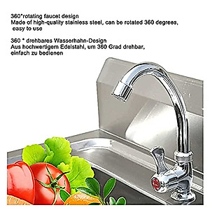 Free-Standing Commercial Stainless Steel Sink 1 Compartment with Bracket Extra-Thick Portable Stainless Steel Hand Washing Sink Suitable for Garage Kitchen Laundry Room