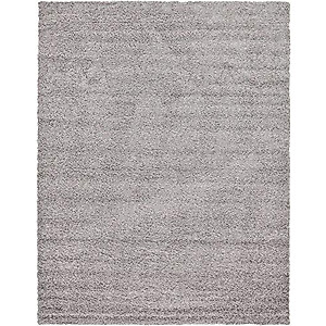 Unique Loom Solid Shag Collection Area Rug (9' x 12' Rectangle, Cloud Gray)