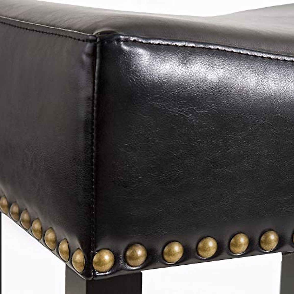 Christopher Knight Home Lisette Backless Leather Barstools, 2-Pcs Set, Black