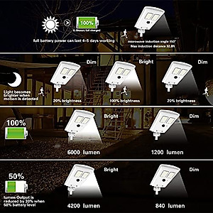 TENKOO Solar Street Lights Outdoor Dusk to Dawn Motion/Light Sensor IP65 Waterproof 6000K Cool White Solar Powered Flood Light for Parking Lot Stadium Garden Pathway