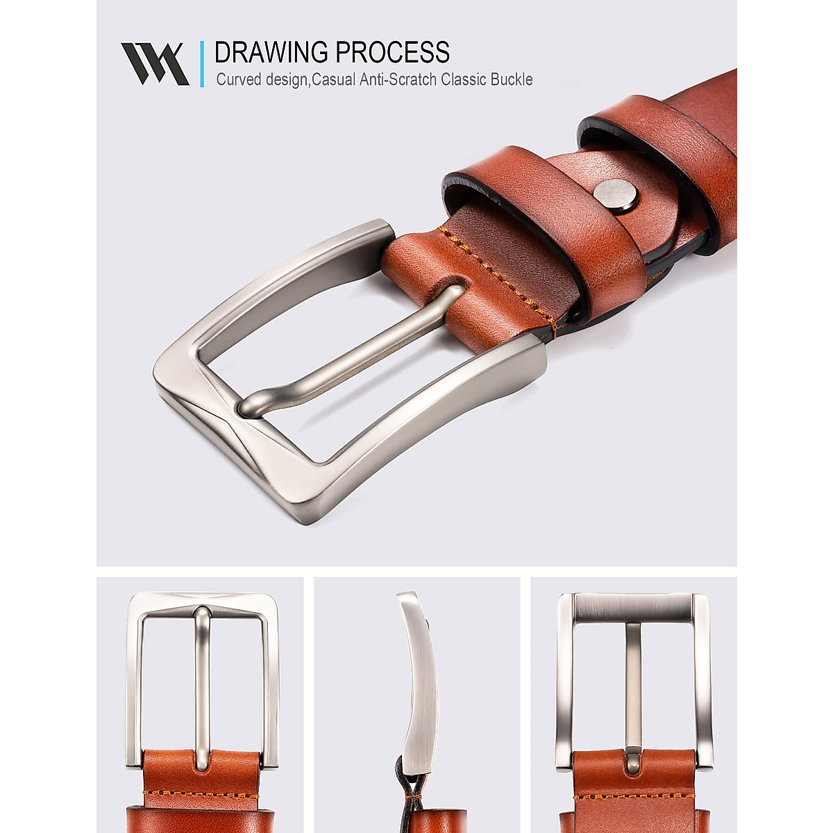 WOLFANT Full Grain Leather Belt,100% Italian Real Solid Leather