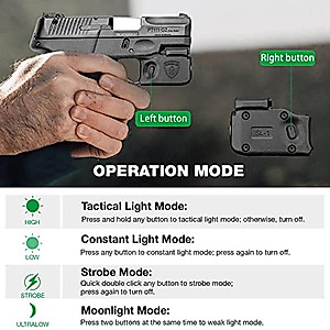 WARRIORLAND Mini Gun Light with Kydex Holster Tailored Made: Taurus G2C / Taurus G3C Pistol, 150 Lumens G2C Handgun Light, LED Tactical Flashlight SL-1 w/ G2C Holster