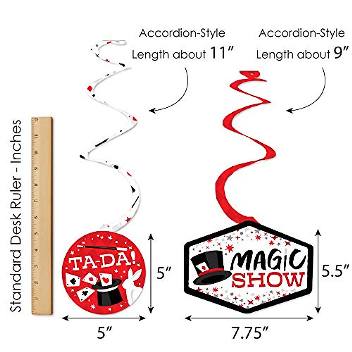 Big Dot of Happiness Ta-Da, Magic Show - Magical Birthday Party Hanging Decor - Party Decoration Swirls - Set of 40