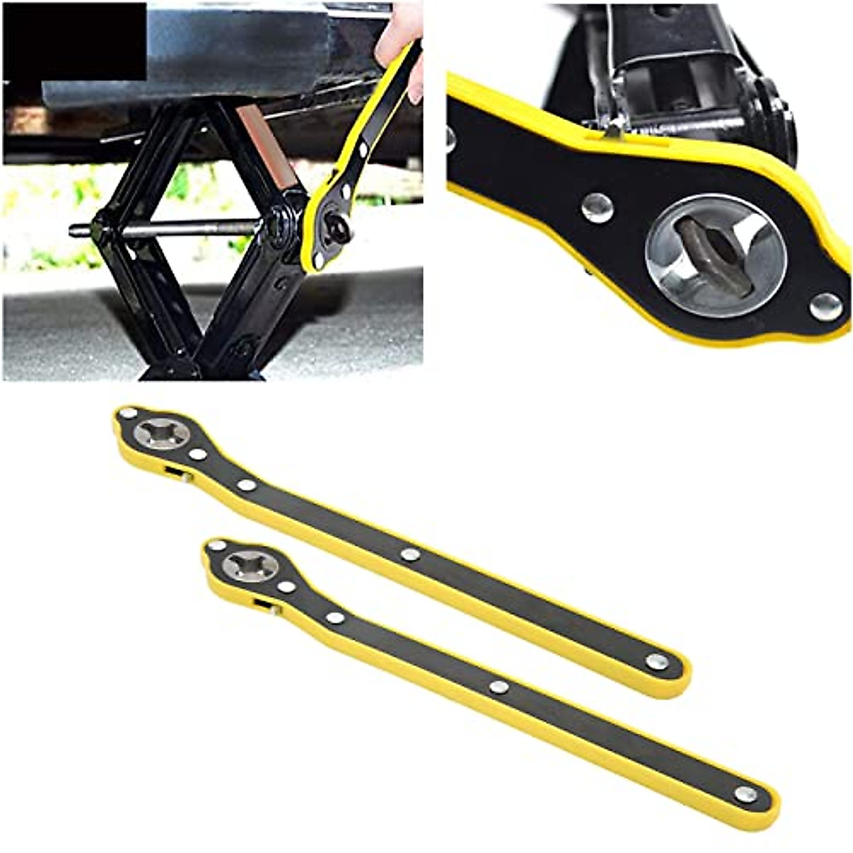 Pair 13.4in Ratchet Set, 2T Load Bearing, Positive and Negative Reversing Knob Designdrive Ratchet Handle Suitable for Small Cars Such As Cars, Suvs, and Trucks(Cars Below 2T)