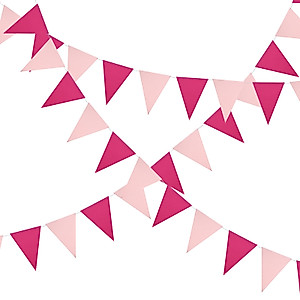 Mefuny 3 Pack Hot Pink and Pink Glitter Pennant Banner 30 Feet Hot Pink Triangle Flag for Baby Bridal Shower Decoration Engagement Bachelorette Wedding Hanging Decor