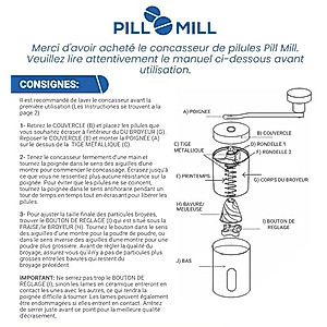 Pill Mill Pill Crusher - Crushes Multiple Tablets to a Fine Powder - Metal Pill Grinder - Tablet Pulverizer Suitable for Travel - Great Feeding Tube use and Pets