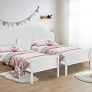 GORELAX Twin Over Twin Bunk Bed, Space Saving Bed Frame with Under Bed Storage, Ladder & Guardrail, Convertible Wooden Bunk Beds into 2 Beds, Modern Heavy Duty Bunk Bed for Kids, Adults (White)