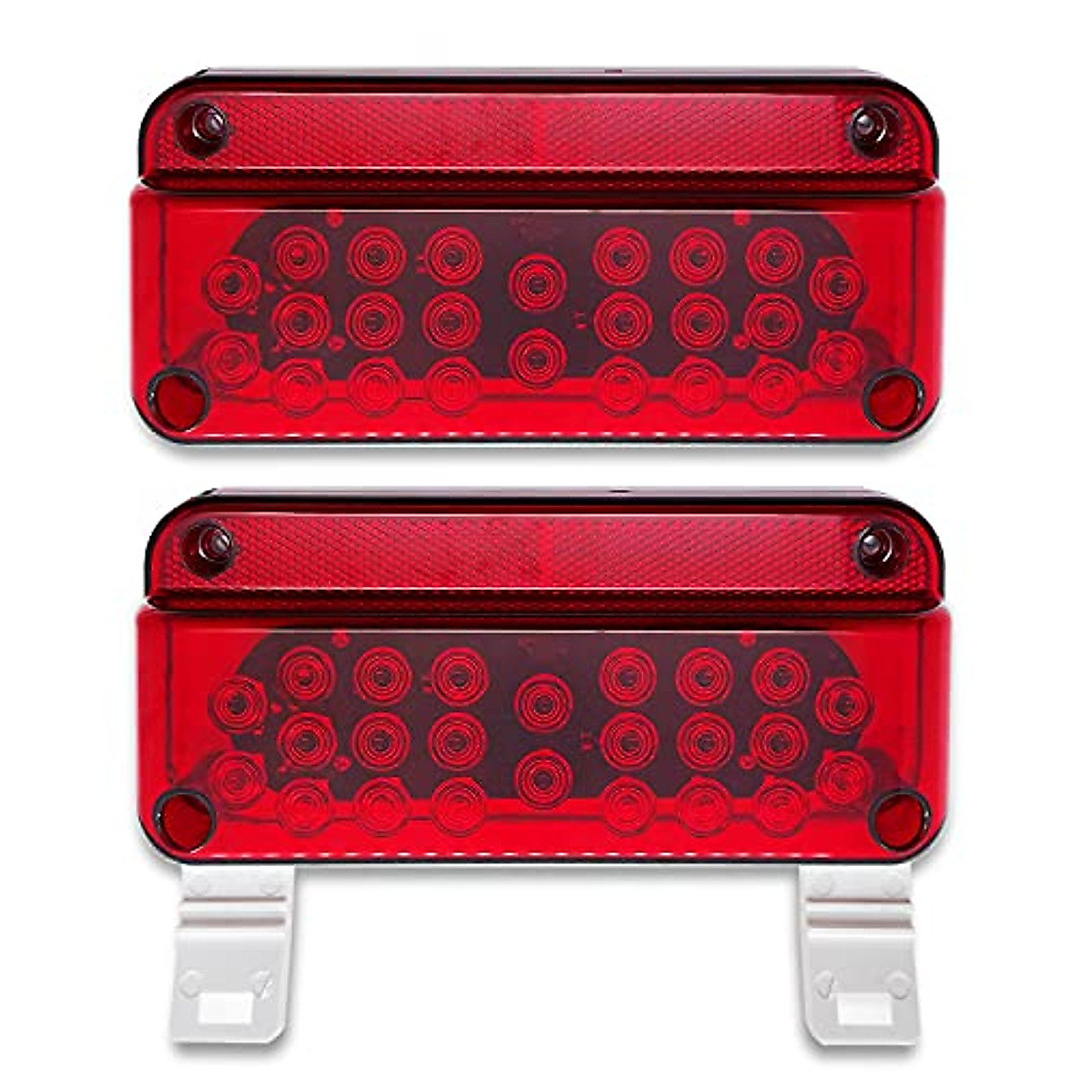 VINAUO LED Trailer Lights, RV Tail Lights LED, RV Brake Lights, RV Tail Lights Brake Stop Turn Trailer Lights, Camper Tail Lights with Red Reflex Surface Mount White Base Brackets Trailer Tail Lights