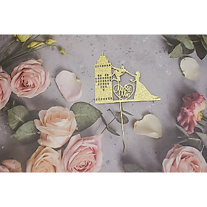 Spider-Man Wedding Cake Topper, Superhero Silhouette, Mr & Mrs Wedding Cake Decors, Bride and Groom Party Decorations, Gold Glitter