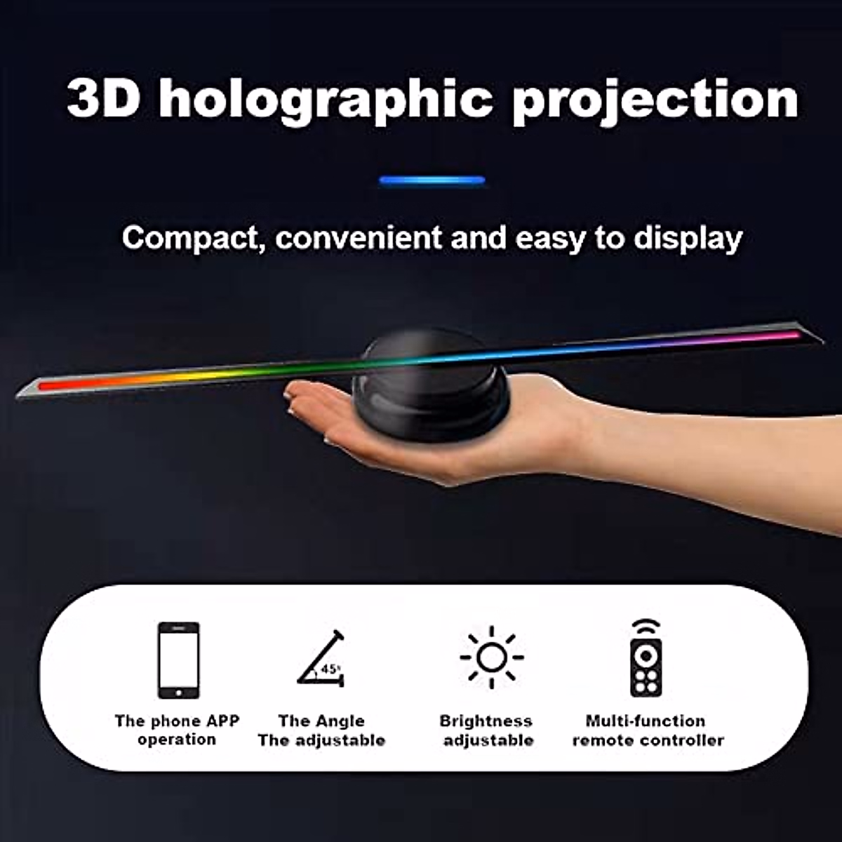 DNIER 3D Holographic Projection Wall Hanging Advertising Machine, 3D Dimensional Suspension Naked Eye Led Fan Screen Machine