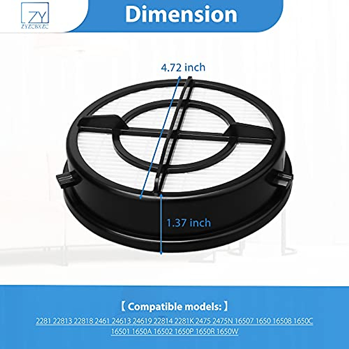 ZYZCBXZC 2 pack 24613 Pet Hair Eraser Filters - Compatible with Bissell 1650 2281 2475 Series Upright Vacuum and with 2461 Series Turbo Plus Vacuum, Part No # 1606751