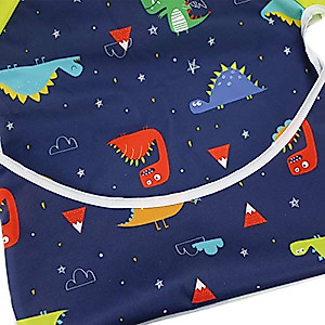 Hi Sprout Infant Toddler Baby Waterproof Sleeved Bib, Bib with Sleeves&Pocket, 6-24 Months (Dinosaurs)