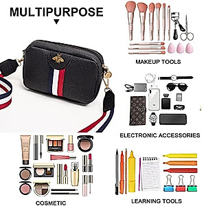 Afonie Trendy Designer Bee Crossbody Purse for Women PU Leather Shoulder Handbag - Everyday Purse & Handbag, (Black)