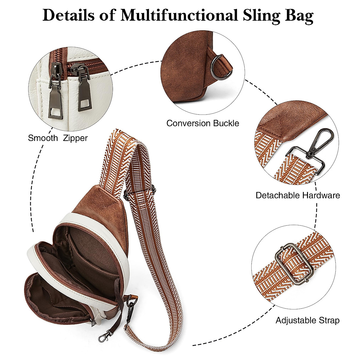 Mroede Sling Bag for Women Crossbody Bags for Women Fanny Packs Sling Purse Backpack Chest Bag Shoulder Handbag Travel