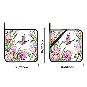 Garden with Birds and Flowers Heat Resistant Non-Slip Pot Holder, Professional Oven hot pad Gloves for Cooking, Baking, and Grilling