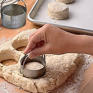 MHY KITCHEN Biscuit Cutters for Baking - Set of 3 Premium Quality Stainless Steel Circle Cookie Cutters with Double Handles for Round Cookies, Donuts and Dough Cutting - Professional Baking Dough Tool