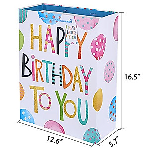 SUNCOLOR 16.5" Extra Large Gift Bags for Birthday Party with Tissue Paper(2 Pack, Balloon)