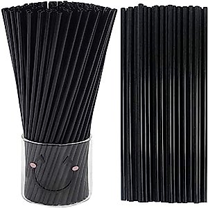 Tomnk 500pcs Black Straws 10.3 Inches Extra Long Plastic Straws Disposable Drinking Straws for Coffee Juice and Cocktail