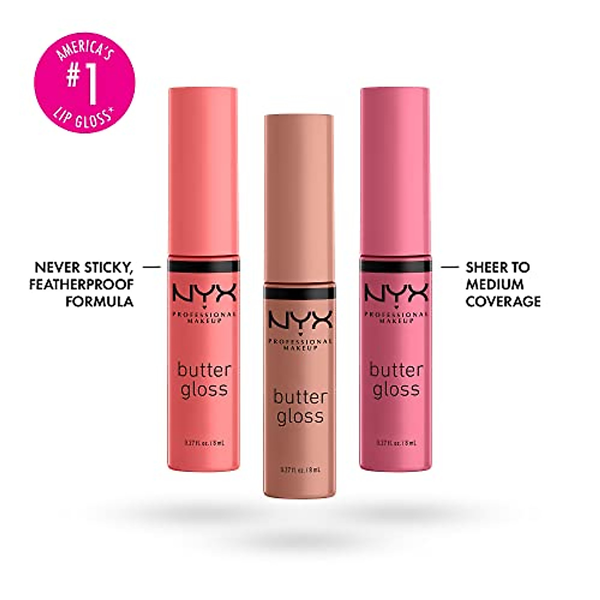 NYX PROFESSIONAL MAKEUP Butter Gloss - Pack Of 3 Lip Gloss (Angel Food Cake, Creme Brulee, Madeleine)