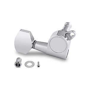 Holmer Sealed String Tuning Pegs Tuning Machines Grover Machine Heads Tuners Tuning Keys 6 In Line for Right Handed Acoustic Guitar or Electric Guitar Chrome.