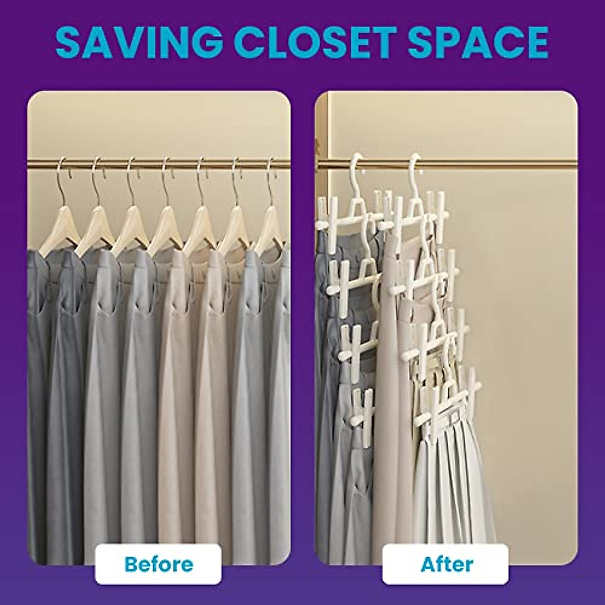 Nipogear Non-Slip Plastic Pants Clip, Solid Color Pants Drying Hanger, Multifunctional Seamless Sturdy Skirt Hanger Clip, Suitable for Drying Skirts, Pants. (White,10pcs)