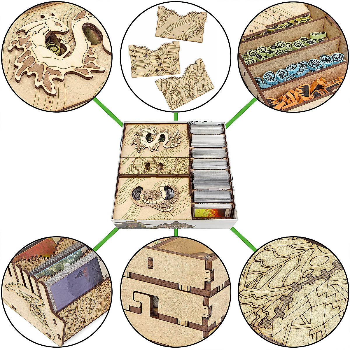 TowerRex Board Game Organizer for Spirit Island Board Game Box, Jagged Earth Expansion, Branch and Claw Expansion, Spirit Island Board Game Components, Tokens, Cards, Spirit Island boardgame