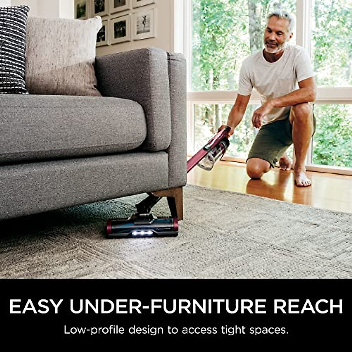 Shark IZ362H Anti-Allergen Cordless Lightweight Stick Vacuum with Self-Cleaning Brushroll, PowerFins, Removable Handheld, Crevice, Upholstery, Anti-Allergen, Pet Multi-Tool, Flex, 40 min runtime, Red