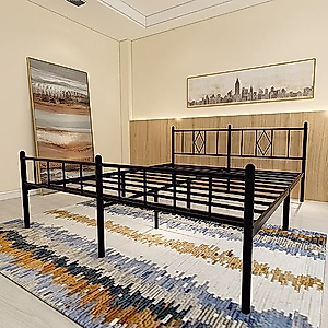 Emiosmt 14 Inch Bed Frame Full Size with Headboard and Footboard, Heavy Duty Metal Platform Full Bed Frame, Under Bed Storage Space, Steel Slat Support, No Box Spring Needed, Easy Assembly, Black