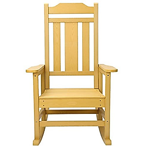 Rocking Chair, All-Weather Patio Deck Outdoor Indoor Chair, Fade-Resistant Porch Rocker Chair, Durable Smooth Rocking, Comfortable Easy to Assemble, Low Maintain, Load Bearing 350 lbs (Yellow)