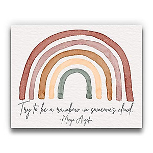 Maya Angelou Quote ‘Be a Rainbow’ Watercolor Wall Art | Terra Cotta Neutral 14x11 UNFRAMED Print - Bohemian, Positive, Inspirational, Typography, Motivational Home Decor