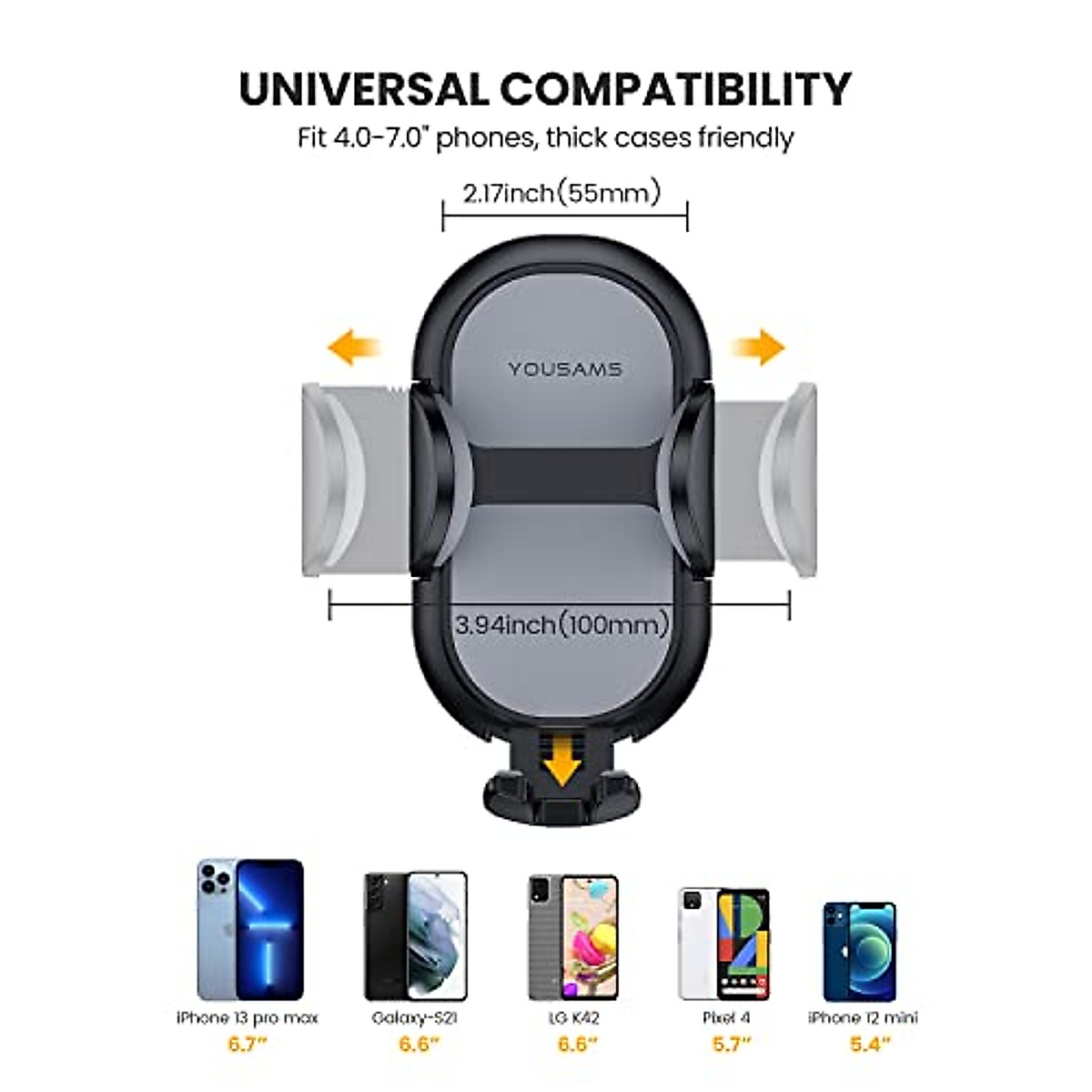 Car Phone Holder Mount: 2023 Hands-Free Vent Phone Clip [Big Phones & Thick Case Friendly], Compatible with iPhone 14/13/12 Pro/Max/8/Plus X/XR/XS/SE/Samsung Galaxy S22/S21/S20+/S10/S9/Note 20/10
