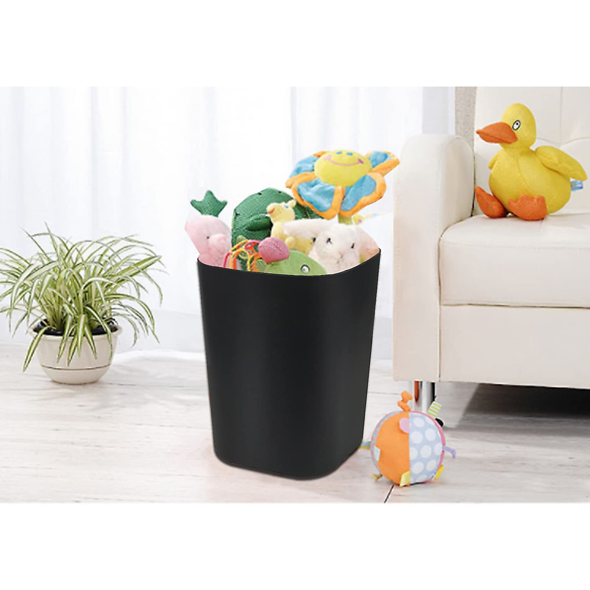 Besli 2 Gallon Small Trash Can Garbage Can Wastebasket for Bathroom Bedroom Kitchen Office (Black, 2 Pack)