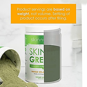 SkinnyFit Mango Splash Skinny Greens, Green Juice Superfood Powder, Natural Energy & Focus, Reduce Bloating, Helps Reduce Inflammation, Spirulina, Chlorella, 30 Servings