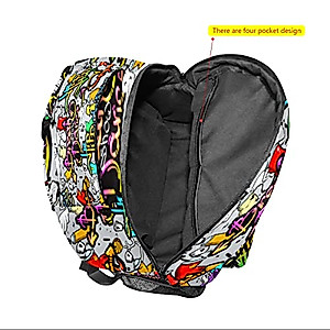 Graffiti Letters Backpack School Book Bag Laptop Backpacks Travel Hiking Camping Day Pack, One Size