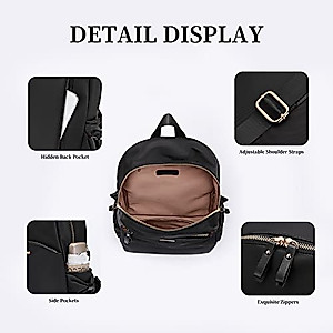 GOLF SUPAGS Stylish Backpack Purse for Women Girls Casual Travel Daypack Mini Backpack Handbag Nylon Bookbag (Black)