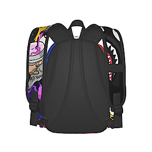Vkaxopt Backpack Shark Teeth Camo Backpacks Travel Laptop Daypack Big Capacity Bookbag Fashion Durable for Men and Women, One Size