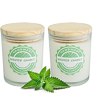 OSHINE Scented Soy Candle 2 Packs, Vanilla Aroma, Total 10.6 OZ Burn 80 Hrs, 8% Natural Essential Oils Glass Candles,100% Natural Soy Wax Gift Set for Women Bathing Yoga Birthday Christmas(Vanilla)
