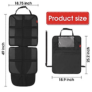 Kaiphy Car Seat Protector with Thick Padding + Backseat Car Organizer, XL Car booster protector for Child Baby Carseat, Waterproof & Durable 600D Fabric, Kick Mat Back Seat w/Storage Pockets