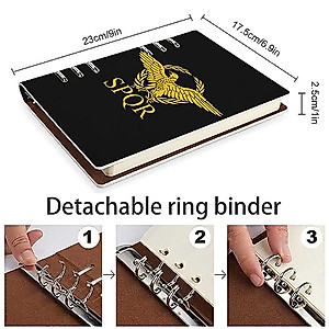 Roman Empire Senate SPQR Flag Notebook Cover 6-Ring Binder Portable Planner Book Loose-Leaf Cover for Home Office