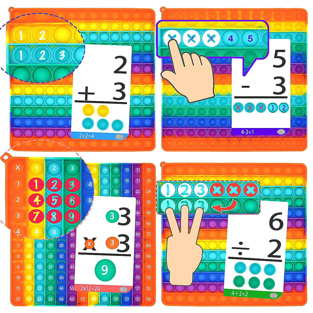 Multiplication Game - Big Multiplication Chart Math Fidget Toys - Learning Games Math Toys-Multiplication Pop w It 12x12 Math Manipulatives- Multiplication Machine Times Table