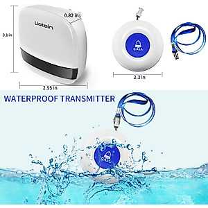 LIOTOIN Wireless Caregiver Pager Call Button Nurse Alert System Call Bell for Home/Elderly/Patients/Disabled 3 Transmitters 3 Plugin Receivers (600+ft Operating Range)…