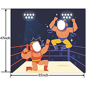 Wrestling Banner Wrestling Matches Pretend Play Party Game Backdrop Large Wrestler Warriors Fighting Face Sports Wrestling Ring Theme Decor Decorations for Boys Men Birthday Party Wrestling Party Supplies