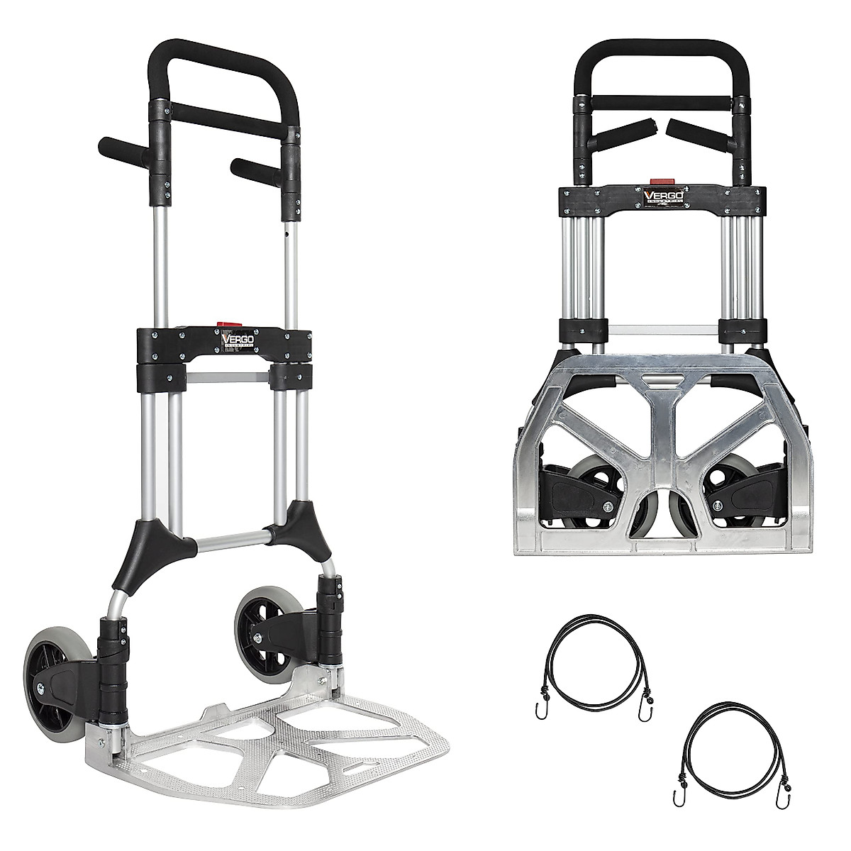 Vergo Industrial 400 lb Capacity Heavy Duty Folding Hand Truck Dolly Cart with Telescoping Handle, Aluminum Foldable Cart with Wheels (S300L)