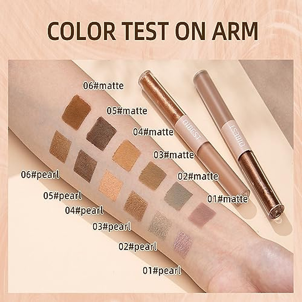 ELSOGO Liquid eyeshadow, dual-ended matte glitter 2-in-1 eyeshadow, long-lasting waterproof metallic liquid eyeshadow, velvet matte cream eyeshadow, shimmering shimmer eyeshadow makeup (04#)