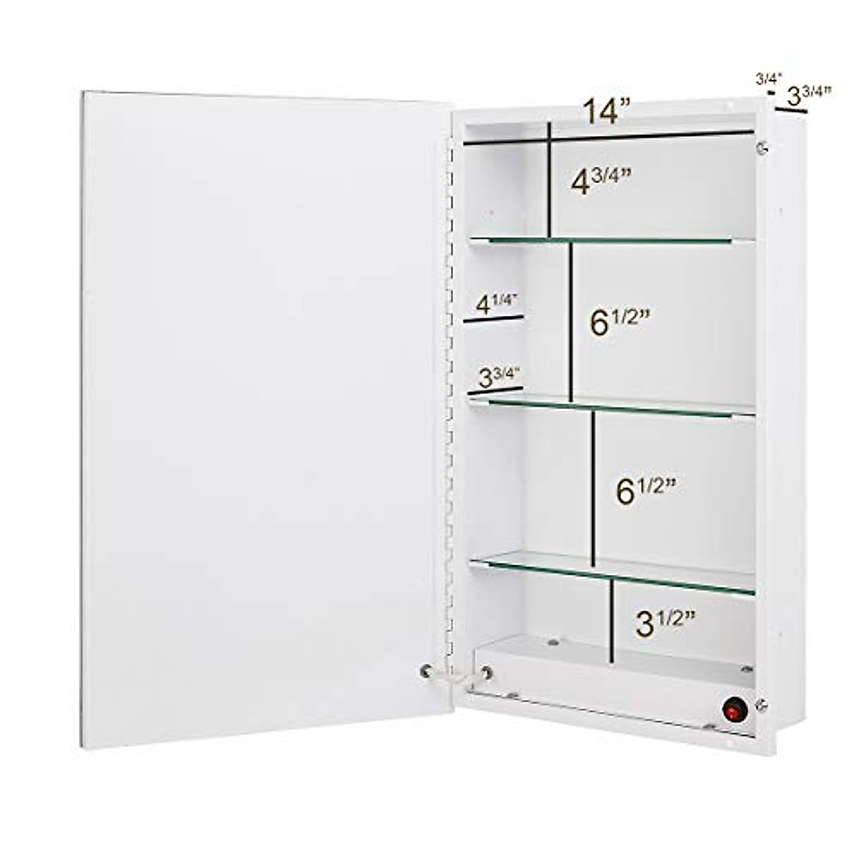 Hamilton Hills 16x26 inch White Lighting Medicine Cabinet with Mirror | Backlit Medicine Cabinet Organizer with 4 Glass Shelves | Farmhouse Wall Mounted Hanging Rectangular Bathroom Cabinet