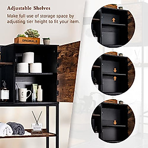 Becko US Over The Toilet Storage Cabinet with Doors & Adjustable Shelves, Bathroom Storage Organizer Shelf with Toilet Paper Holder, Tall Freestanding Multifunctional Rack