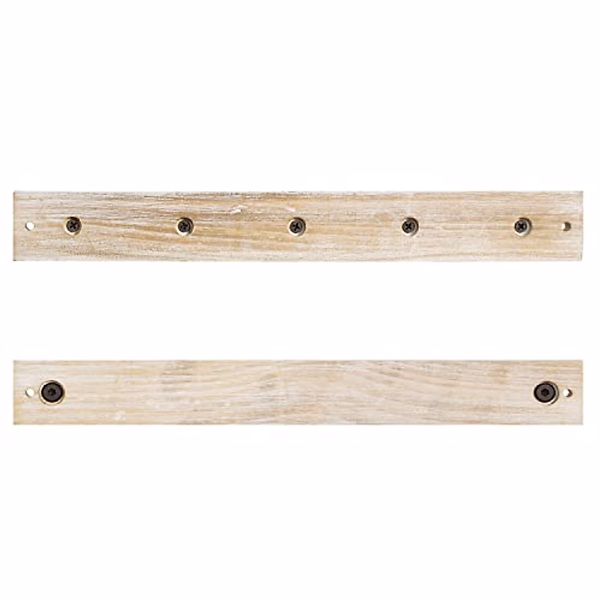 MyGift 2 Piece Set Wall Mounted Wood Sunglasses Organizer Rack and Coat Hook Wall Rack in Whitewashed Finish with Metal Hardware, Entryway Eyeglass Hanger Rail and Key Hooks